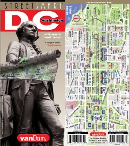 streetsmart washington dc by vandam -- laminated city street pocket map with all museums, sights, monuments, government buildings and hotels plus metro map, 2021 edition map