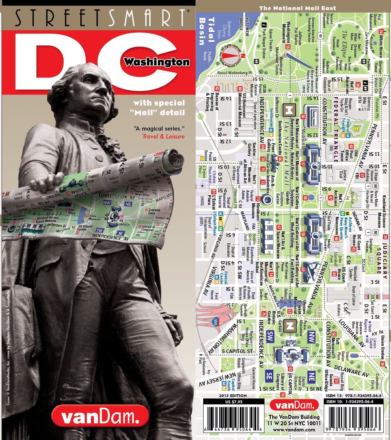 StreetSmart Washington DC by VanDam -- Laminated City Street pocket map with all museums, sights, monuments, government buildings and hotels plus Metro Map, 2021 Edition Map