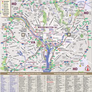 StreetSmart Washington DC by VanDam -- Laminated City Street pocket map with all museums, sights, monuments, government buildings and hotels plus Metro Map, 2021 Edition Map