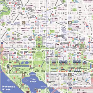 StreetSmart Washington DC by VanDam -- Laminated City Street pocket map with all museums, sights, monuments, government buildings and hotels plus Metro Map, 2021 Edition Map