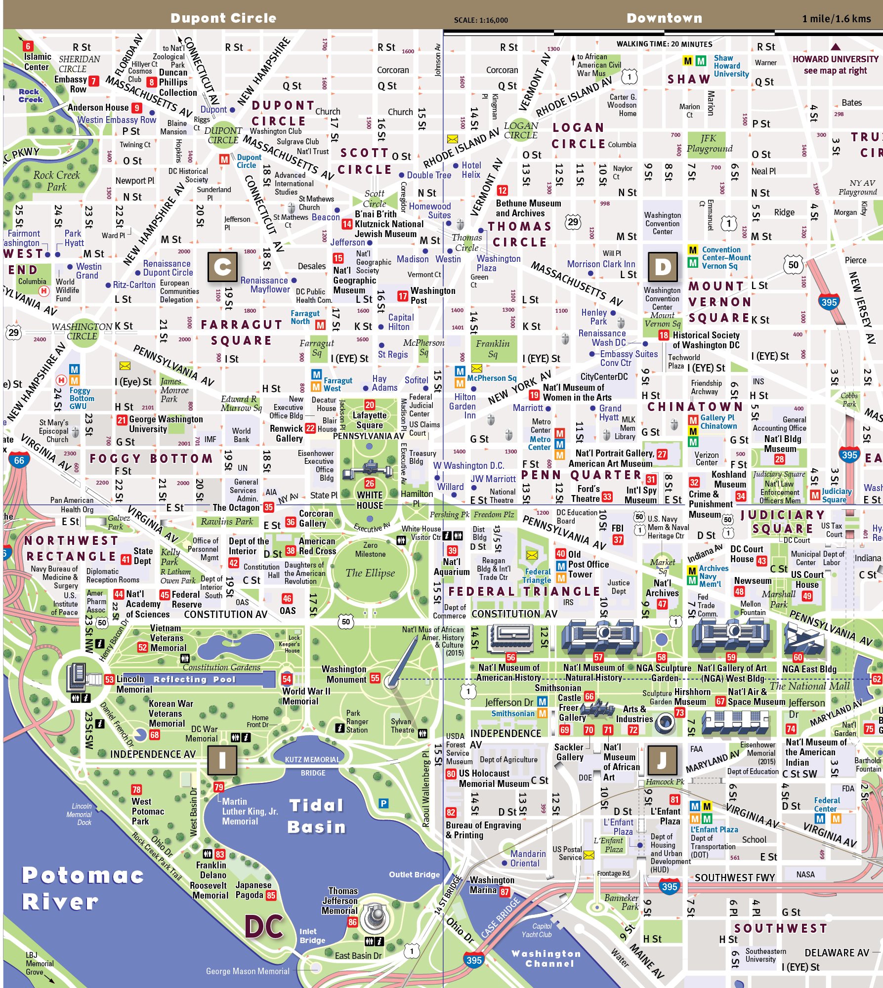 StreetSmart Washington DC by VanDam -- Laminated City Street pocket map with all museums, sights, monuments, government buildings and hotels plus Metro Map, 2021 Edition Map