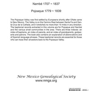 New Mexico Baptisms: Nambe 1707-1837 and Pojoaque 1779-1839