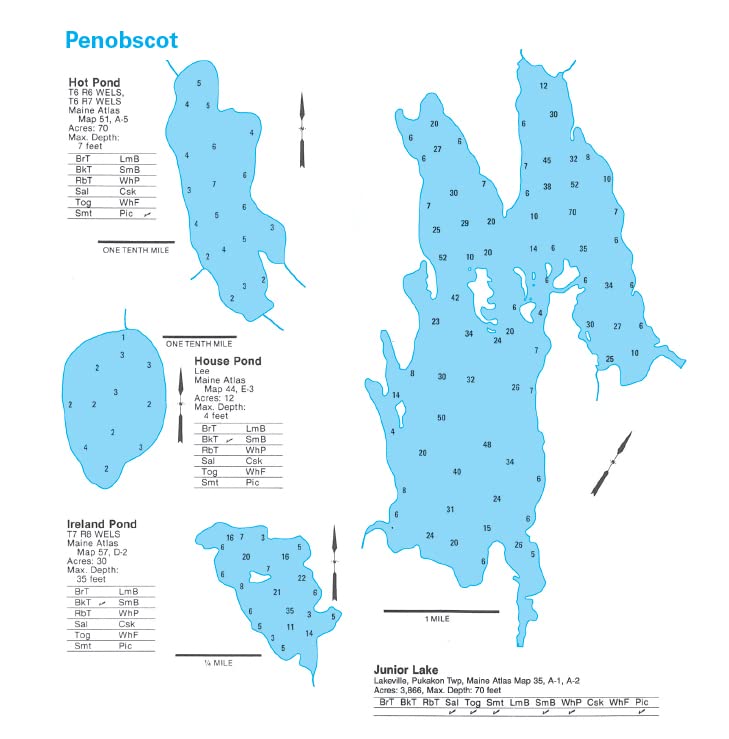 Delorme Maine Fishing Depth Maps