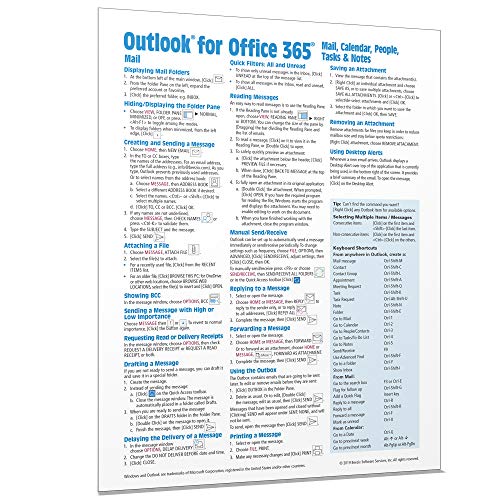 Microsoft Outlook 365 Mail, Calendar, People, Tasks, Notes Quick Reference - Windows Version (Cheat Sheet of Instructions, Tips & Shortcuts - Laminated Guide)