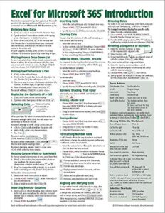 excel for microsoft 365 (office 365) introduction quick reference guide - windows version (cheat sheet of instructions, tips & shortcuts - laminated card)