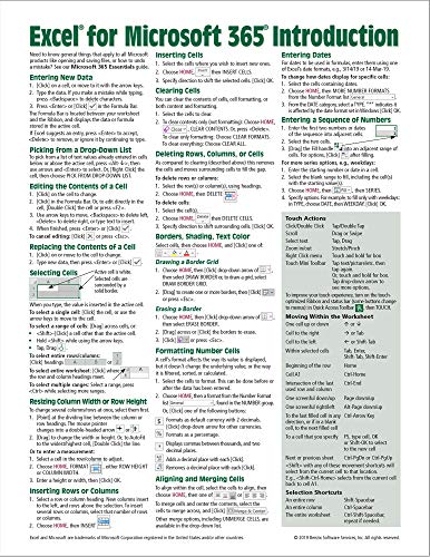 Excel for Microsoft 365 (Office 365) Introduction Quick Reference Guide - Windows Version (Cheat Sheet of Instructions, Tips & Shortcuts - Laminated Card)