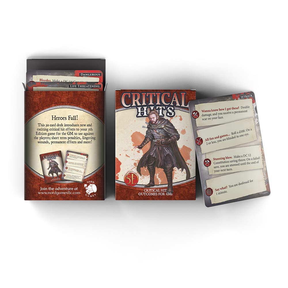 Nord Games Dungeons and Dragons 5th Edition Deck of Cards – Critical Hit Deck for Dungeon Masters 50 Cards - Games for Adults and Kids – DND Books – Gaming Accessories - Compatible with D&D 5e