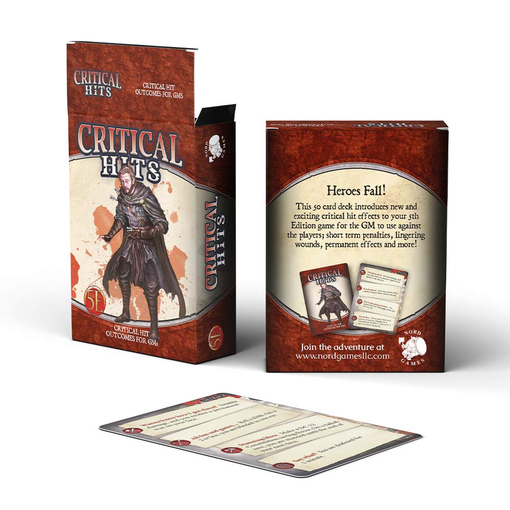 Nord Games Dungeons and Dragons 5th Edition Deck of Cards – Critical Hit Deck for Dungeon Masters 50 Cards - Games for Adults and Kids – DND Books – Gaming Accessories - Compatible with D&D 5e