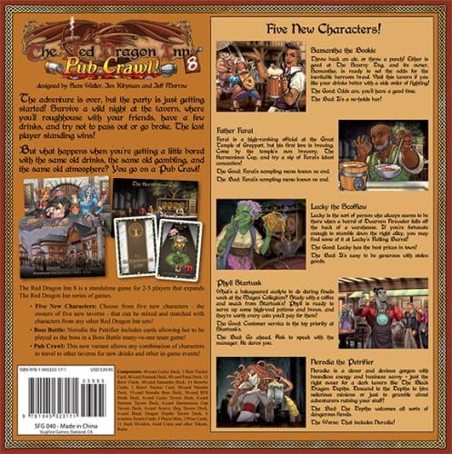 Slugfest Games: Red Dragon Inn 8, The Pub Crawl, Five New Characters, Can be Played with All Expansions, New Prize Cards Inside, For Ages 13 and up