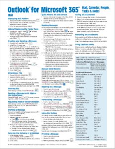 microsoft outlook 365 mail, calendar, people, tasks, notes quick reference - windows version (cheat sheet of instructions, tips & shortcuts - laminated guide)