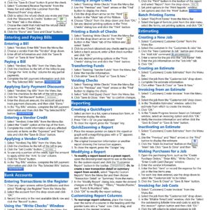 QuickBooks Desktop Pro 2022 Quick Reference Training Card - Laminated Tutorial Guide Cheat Sheet (Instructions and Tips)