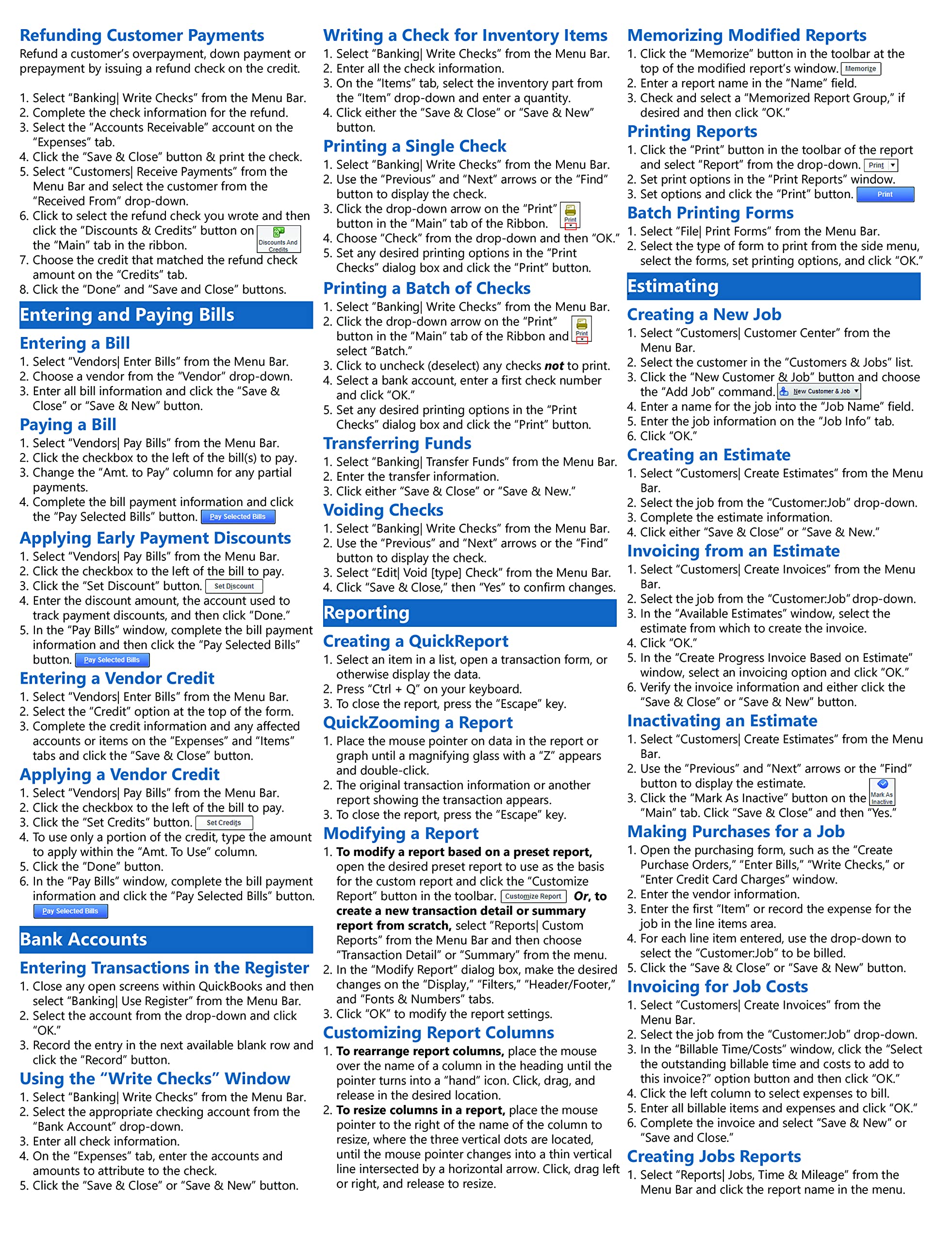 QuickBooks Desktop Pro 2022 Quick Reference Training Card - Laminated Tutorial Guide Cheat Sheet (Instructions and Tips)