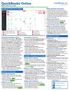 quickbooks online quick reference training card - laminated tutorial guide cheat sheet (instructions and tips)