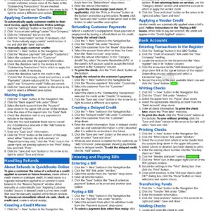 QuickBooks Online Quick Reference Training Card - Laminated Tutorial Guide Cheat Sheet (Instructions and Tips)