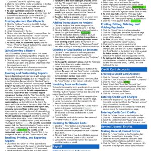 QuickBooks Online Quick Reference Training Card - Laminated Tutorial Guide Cheat Sheet (Instructions and Tips)