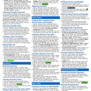 QuickBooks Online Quick Reference Training Card - Laminated Tutorial Guide Cheat Sheet (Instructions and Tips)