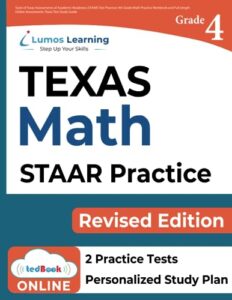 texas staar test prep: 4th grade math practice workbook and full-length online assessments: staar study guide (staar redesign by lumos learning)