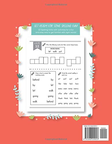 Sight Words and Spelling Workbook for Kids Ages 6-8: Learn to Write and Spell Essential Words | Kindergarten Workbook, 1st Grade Workbook and 2nd ... | Reading & Phonics Activities + Worksheets