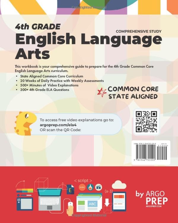 4th Grade Common Core ELA (English Language Arts): Daily Practice Workbook | 300+ Practice Questions and Video Explanations | Common Core State ... Standards Aligned (NGSS) ELA Workbooks)