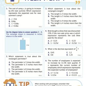 7th Grade Common Core Math: Daily Practice Workbook - Part I: Multiple Choice | 1000+ Practice Questions and Video Explanations | Argo Brothers (Next Generation Learning Standards Aligned (NGSS))