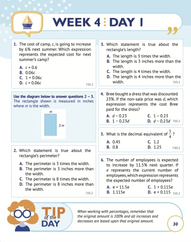 7th Grade Common Core Math: Daily Practice Workbook - Part I: Multiple Choice | 1000+ Practice Questions and Video Explanations | Argo Brothers (Next Generation Learning Standards Aligned (NGSS))