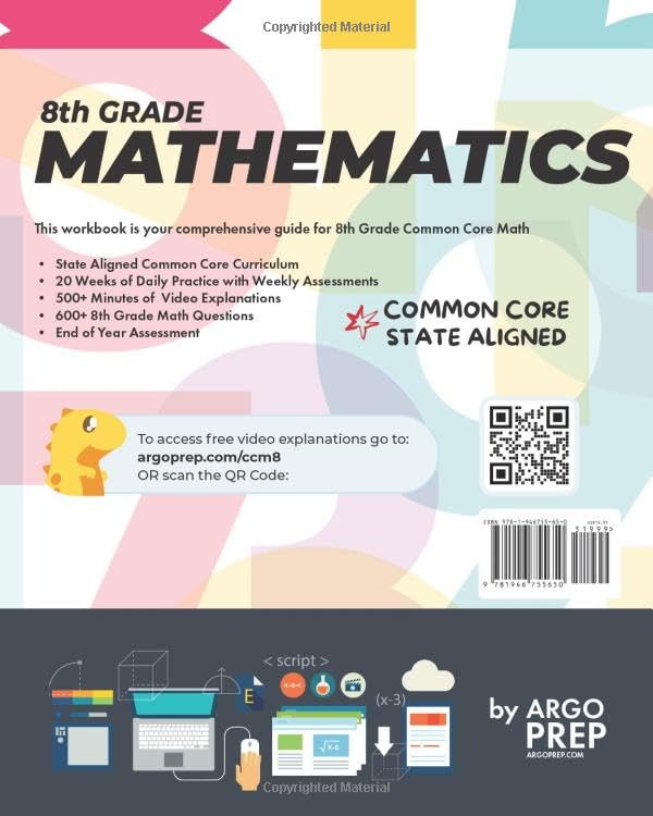 8th Grade Common Core Math: Daily Practice Workbook | 1000+ Practice Questions and Video Explanations | Argo Brothers (Next Generation Learning Standards Aligned (NGSS))