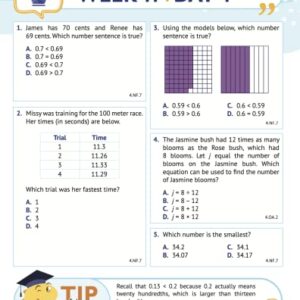 4th Grade Common Core Math: Daily Practice Workbook - Part I: Multiple Choice | 1000+ Practice Questions and Video Explanations | Argo Brothers (Next Generation Learning Standards Aligned (NGSS))