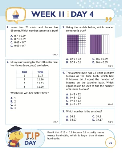 4th Grade Common Core Math: Daily Practice Workbook - Part I: Multiple Choice | 1000+ Practice Questions and Video Explanations | Argo Brothers (Next Generation Learning Standards Aligned (NGSS))