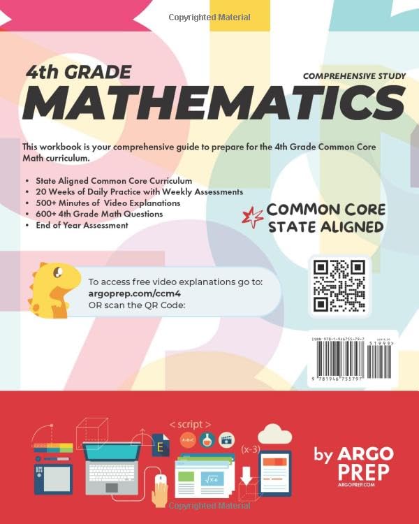 4th Grade Common Core Math: Daily Practice Workbook - Part I: Multiple Choice | 1000+ Practice Questions and Video Explanations | Argo Brothers (Next Generation Learning Standards Aligned (NGSS))