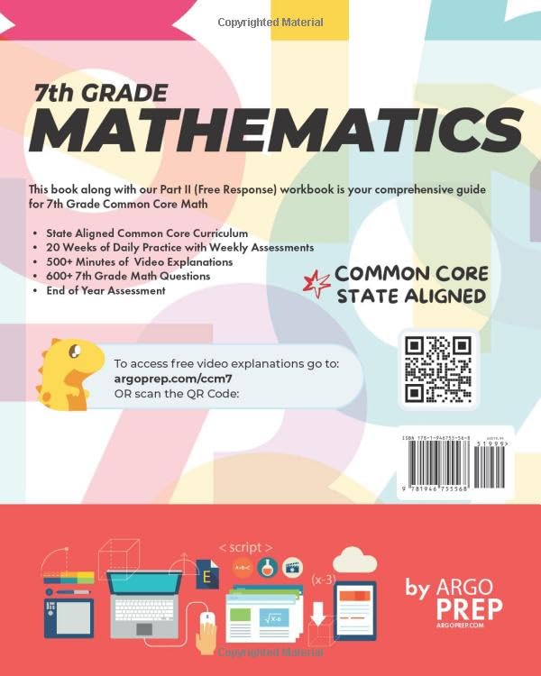 7th Grade Common Core Math: Daily Practice Workbook - Part I: Multiple Choice | 1000+ Practice Questions and Video Explanations | Argo Brothers (Next Generation Learning Standards Aligned (NGSS))