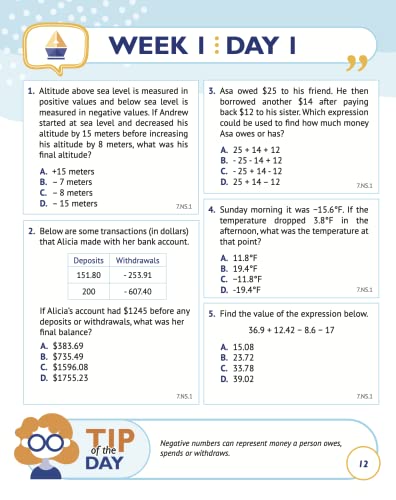 7th Grade Common Core Math: Daily Practice Workbook - Part I: Multiple Choice | 1000+ Practice Questions and Video Explanations | Argo Brothers (Next Generation Learning Standards Aligned (NGSS))