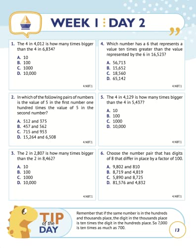 4th Grade Common Core Math: Daily Practice Workbook - Part I: Multiple Choice | 1000+ Practice Questions and Video Explanations | Argo Brothers (Next Generation Learning Standards Aligned (NGSS))