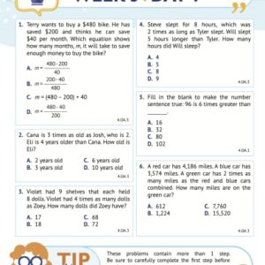 4th Grade Common Core Math: Daily Practice Workbook - Part I: Multiple Choice | 1000+ Practice Questions and Video Explanations | Argo Brothers (Next Generation Learning Standards Aligned (NGSS))