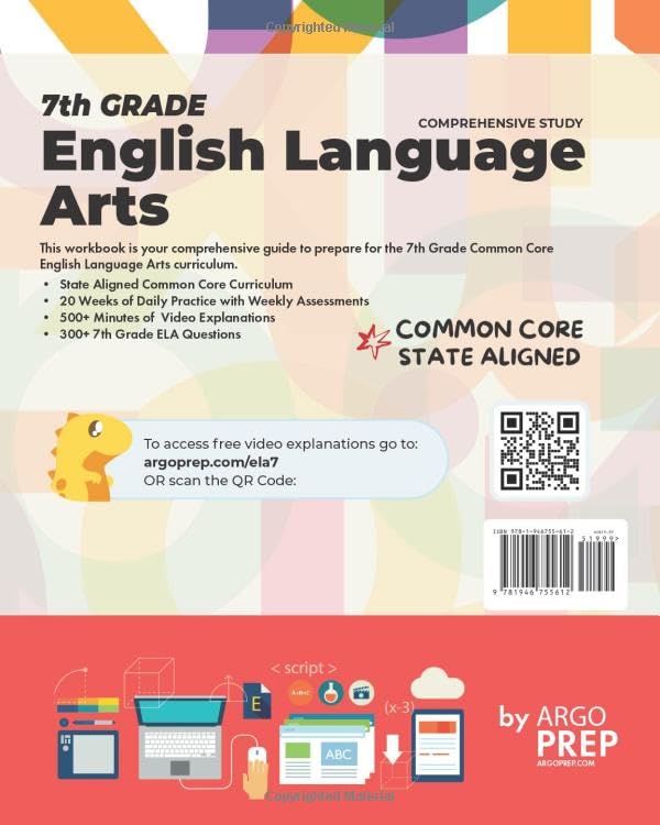 7th Grade Common Core ELA (English Language Arts): Daily Practice Workbook | 300+ Practice Questions and Video Explanations | Common Core State ... Standards Aligned (NGSS) ELA Workbooks)