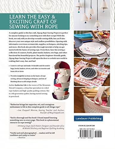 Zigzag Rope Sewing Projects: 16 Home Accessories to Make with a Simple Stitch (Landauer) Learn the Craft of Sewing with Rope - Create Durable and Decorative Bags, Bowls, Baskets, Trivets, and More