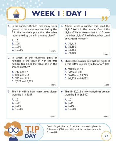 4th Grade Common Core Math: Daily Practice Workbook - Part I: Multiple Choice | 1000+ Practice Questions and Video Explanations | Argo Brothers (Next Generation Learning Standards Aligned (NGSS))