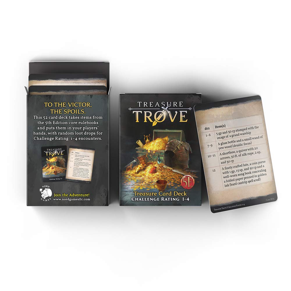 Nord Games Dungeons and Dragons 5th Edition Deck of Cards – Treasure Trove Level 1-4 52 Cards - Games for Adults and Kids – DND Books – Gaming Accessories - Compatible with D&D 5e