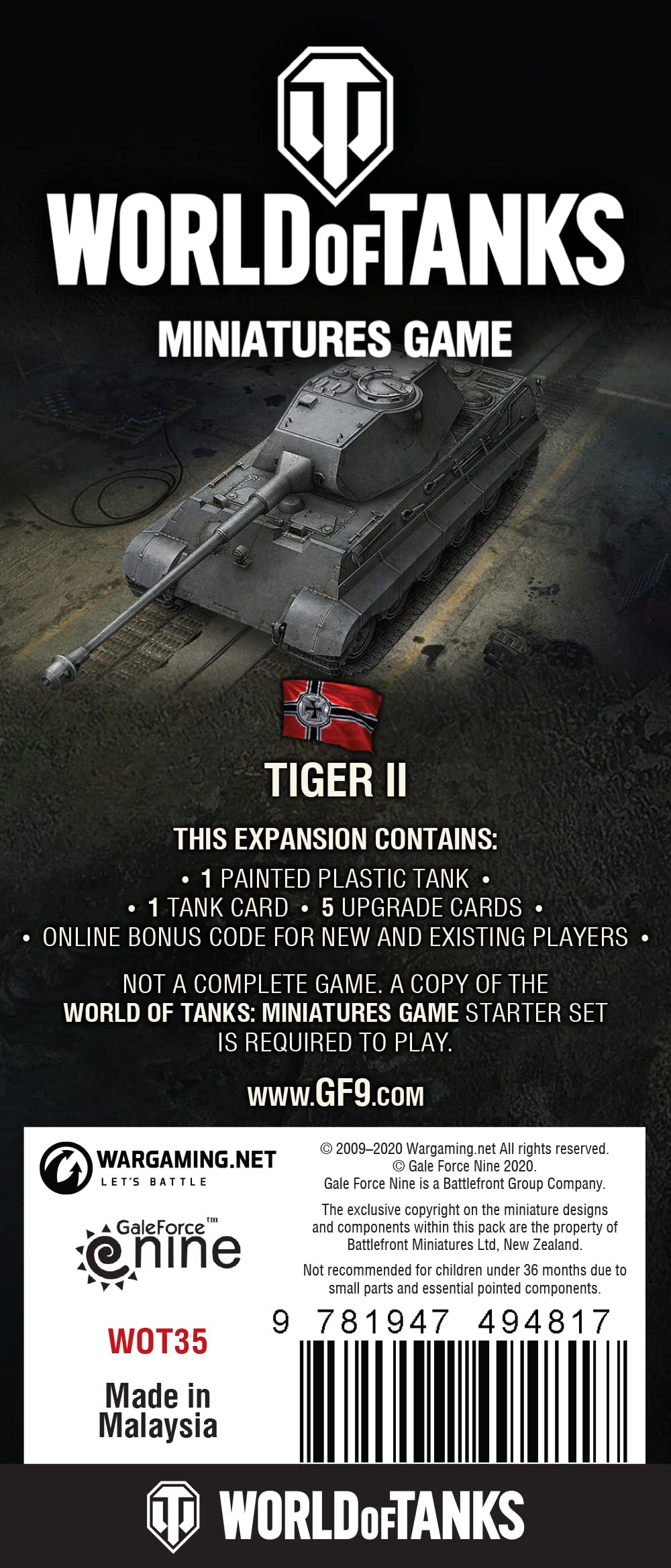 Gale Force Nine World of Tanks: German Tiger II - Wave 7 Heavy Tank Expansion, Miniatures Game