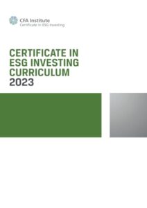 certificate in esg investing curriculum: esg investing official training manual