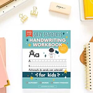 Handwriting Practice Book for Kids (Silly Sentences): Penmanship and Writing Workbook for Kindergarten, 1st, 2nd, 3rd and 4th Grade: Learn and Laugh by Tracing Letters, Sight Words and Funny Phrases