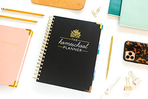 The Homeschool Planner: Beautiful and Undated with Monthly Tabs | To Do List, Goals, Meal Planning & Academic Tools | Homeschooling, Distance Learning & Family Organizer | Gold Spiral