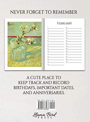 Birthday Calendar: Van Gogh Flowers Hardcover Monthly Daily Desk Diary Organizer for Birthdays, Important Dates, Anniversaries, Special Days