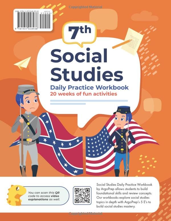 7th Grade Social Studies: Daily Practice Workbook | 20 Weeks of Fun Activities | History | Government | Geography | Economics | + Video Explanations for Each Question (Social Studies by ArgoPrep)