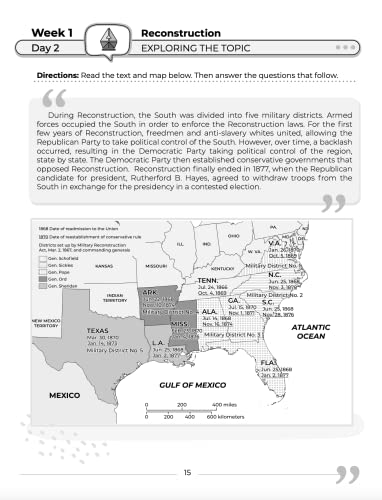 8th Grade Social Studies: Daily Practice Workbook | 20 Weeks of Fun Activities | History | Civic and Government | Geography | Economics | + Video Explanations for Each Question