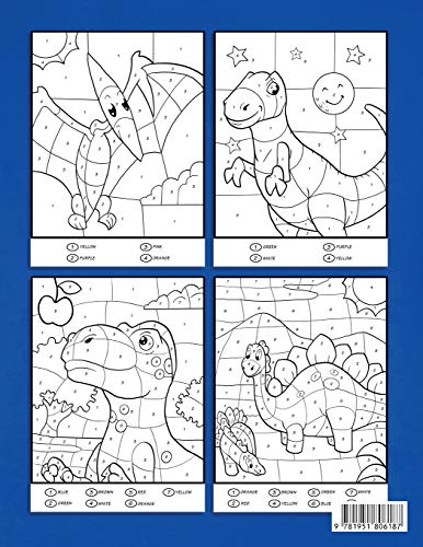 Dinosaur Color By Numbers: Coloring Book for Kids Ages 4-8