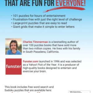 Funster 100+ Large Print Easy Crossword Puzzles: Crossword Puzzle Book for Adults