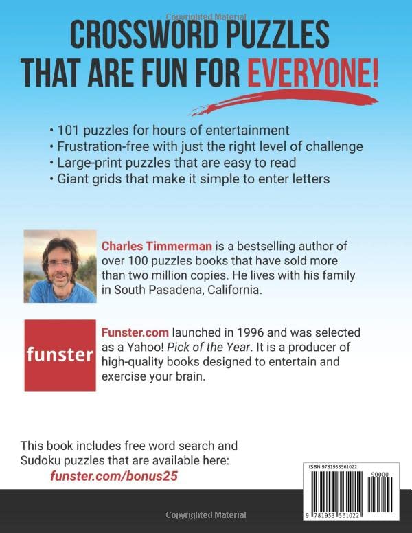 Funster 100+ Large Print Easy Crossword Puzzles: Crossword Puzzle Book for Adults