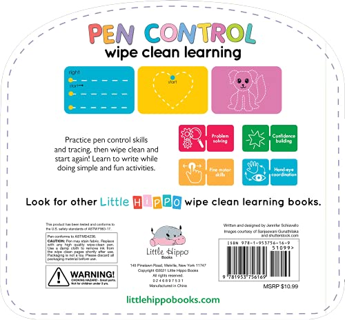 Write & Wipe Pen Control - Children's Novelty Learning Board Book - Wipe Clean - Educational