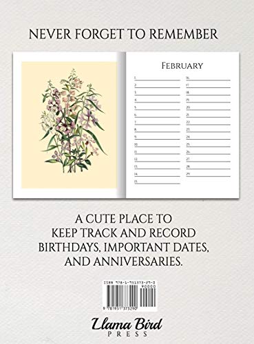 Birthday Calendar: Botanical Prints Hardcover Monthly Daily Desk Diary Organizer for Birthdays, Important Dates, Anniversaries, Special Days