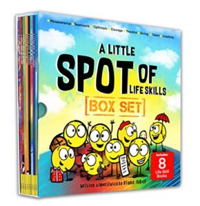 a little spot of life skills 8 book box set (books 17-24: courage, perseverance, teamwork, talent, thankful, optimism, creativity, & giving)